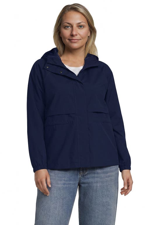 LANDS' END Packable Rain Jacket with Hood and Adjustable Waist